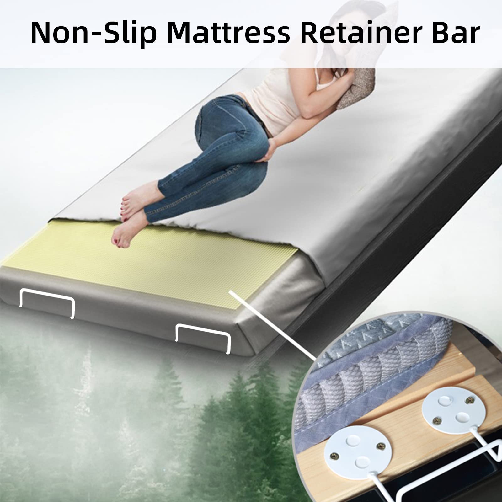 Hsozptry Mattress Retainer Bar, Mattress Slide Stopper, Mattress Anti-Slip Baffle, Mattress Holder in Place Gripper Stops, Wide Applicability/Easy to Assemble, 4pcs,White