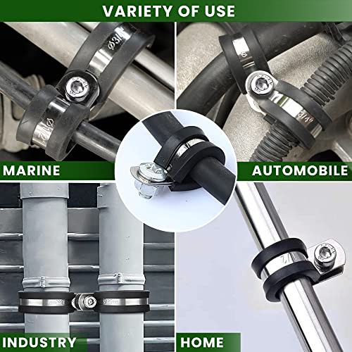 Brexxty 52 PCS Cable Clamps Assortment kit—304 Stainless Steel Wire Clamps of 6 Sizes—1/4" 5/16" 3/8" 1/2" 5/8" 3/4"—To Bundle, Clamp, & Protect Wires, Pipes, & Cables