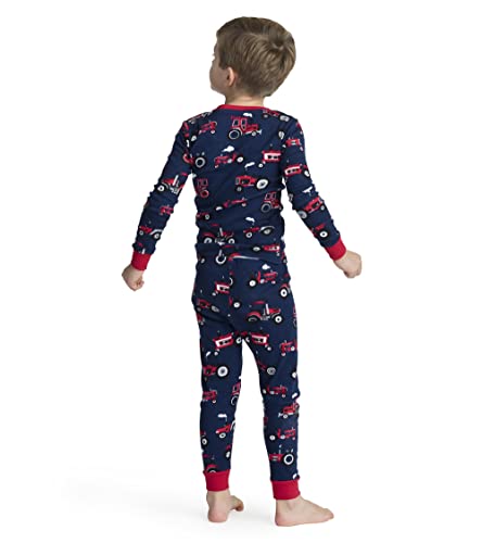 Hatley Boys Organic Cotton Long Sleeve Printed Pajamas, Red Farm Tractor, 8 Years