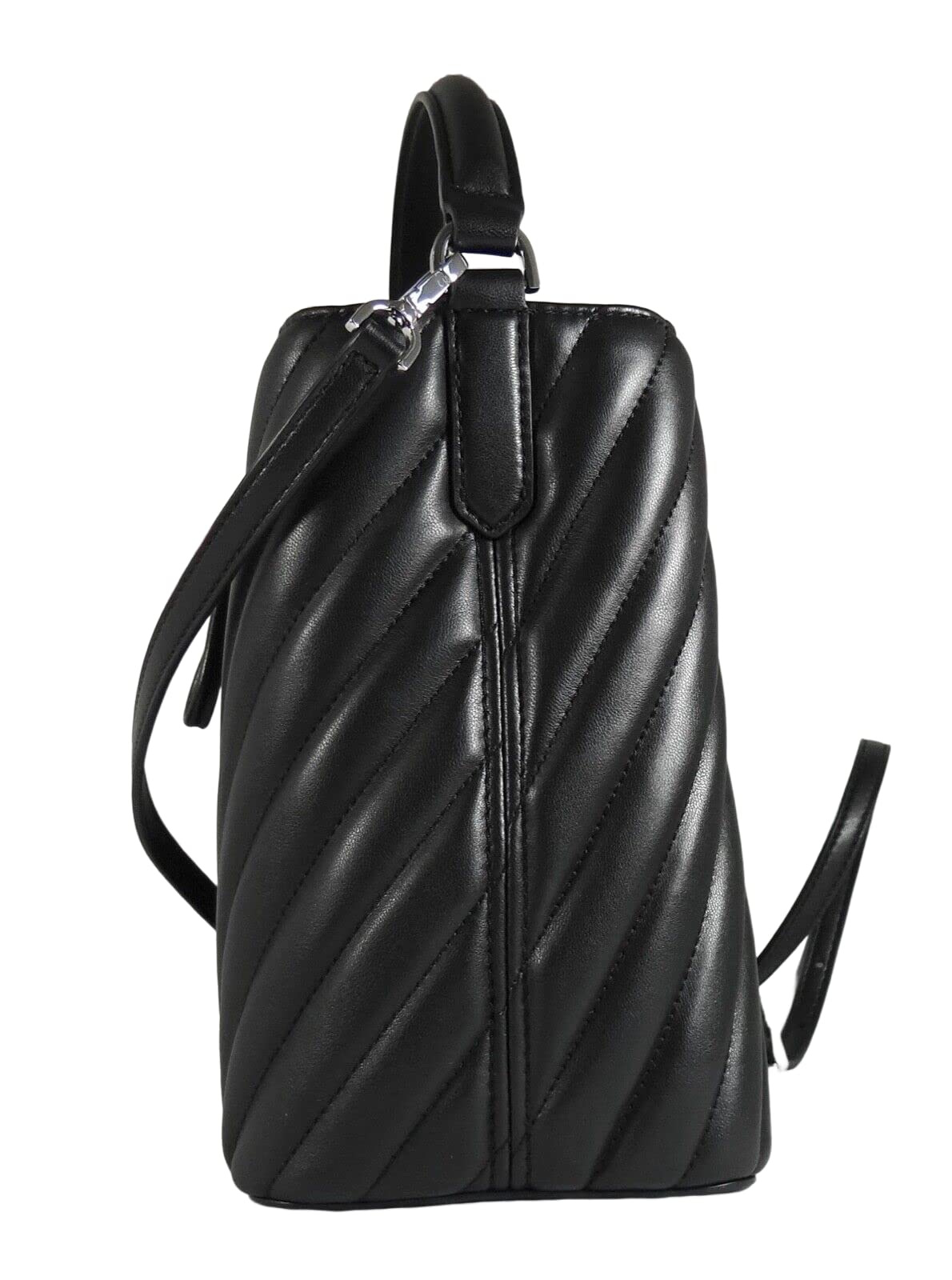 Michael Kors Suri Medium Bucket Crossbody Quilted Vegan Faux Leather Bag (Black)