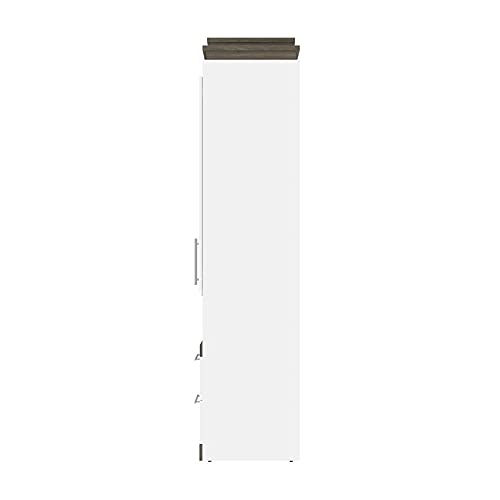 Atlin Designs 104" Queen Murphy Bed and Narrow Storage with Drawers in White