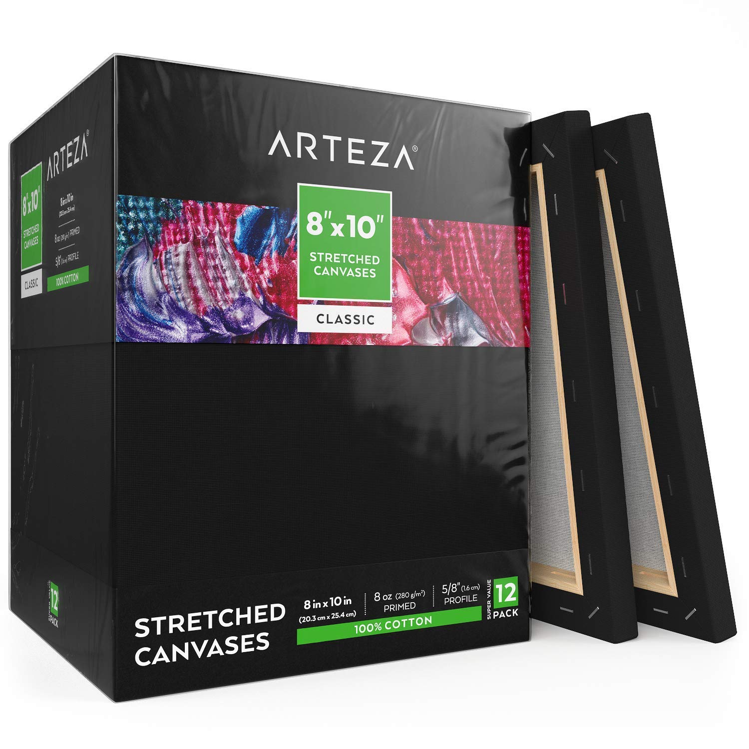 ARTEZA Gouache and Black Canvas Bundle, Painting Art Supplies for Artist, Hobby Painters & Beginners