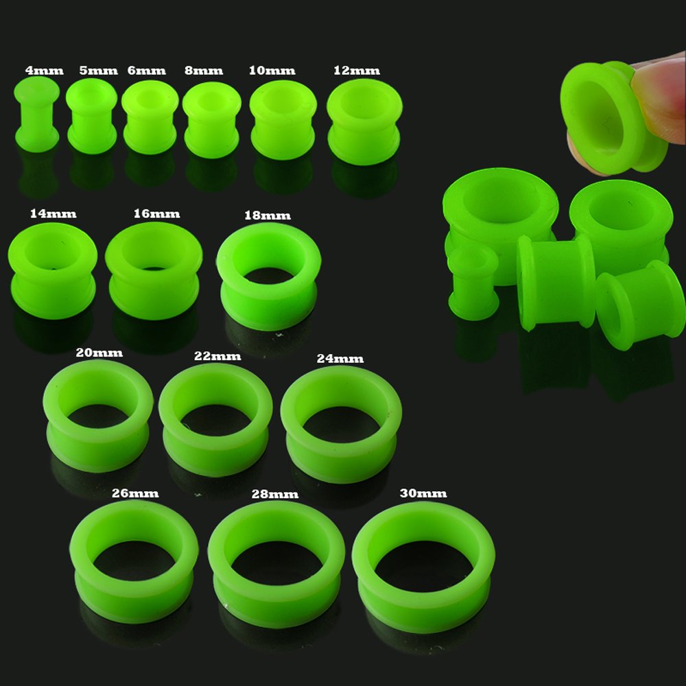 AtoZ Piercing 5/8 Inch - 16MM Green Soft And Flexible Silicone Double Flared Tunnel Ear Plug - Sold by Piece