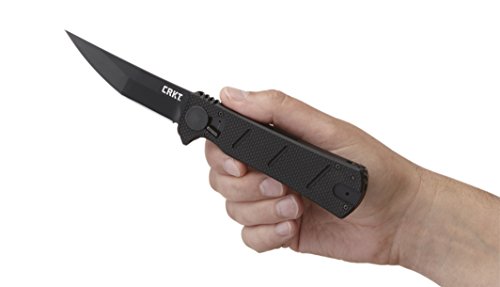 CRKT Goken Pocket Knife: EDC Folding Knife with Liner Lock, Field Strip Technology, Black EDP Osoraku Zukuri Modified Tanto Blade and G10 Handle 2920