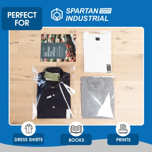 Spartan Industrial - 9" X 12" (1000 Count) Crystal Clear Resealable Polypropylene Poly Bags for Packaging, Clothing & T Shirts - Self Seal & Reinforced