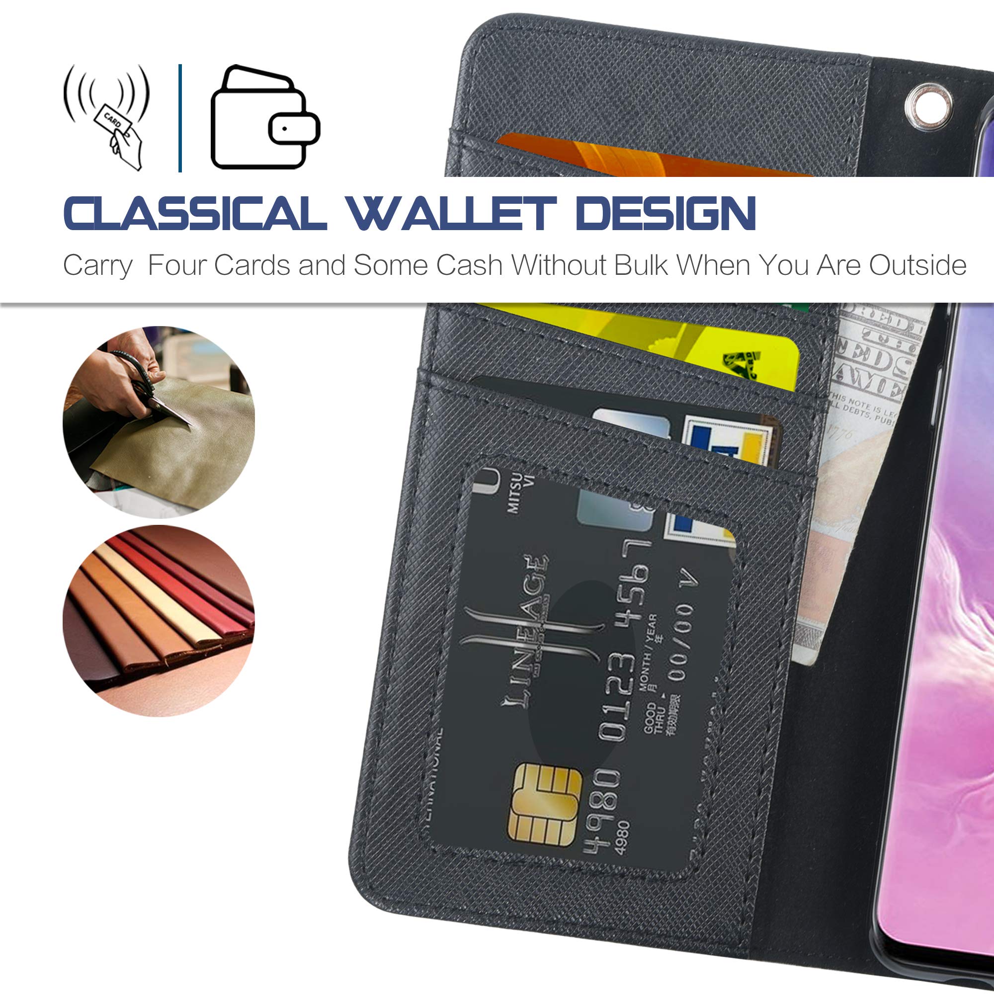 Arae Case for Samsung Galaxy PU Leather Wallet Case Cover (S10-6.1 inch, Rose Gold)