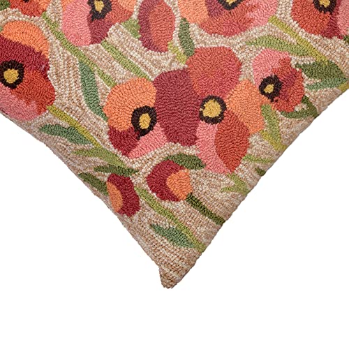 Liora Manne Frontporch Indoor/Outdoor Pillow, 18" Square, Poppies Neutral