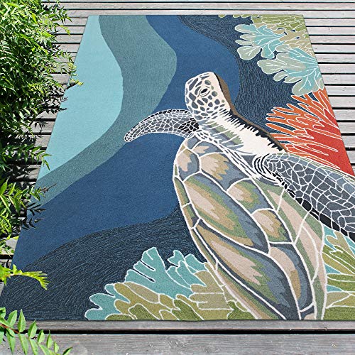 Liora Manne Ravella Indoor Outdoor Rug - Nautical Rug, Sea Life & Ocean Theme Decor, Comfortable & Durable, UV Stabilized, Stain Resistant Rug, Akumal, 2' x 3'
