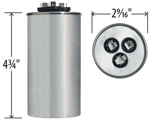 FAST SHIPPING! ORIGINAL GE Genteq Capacitor round 60/10 uf MFD 440 volt 25L756 (replaces old GE# C46010R), 60 + 10 MFD at 440 volts