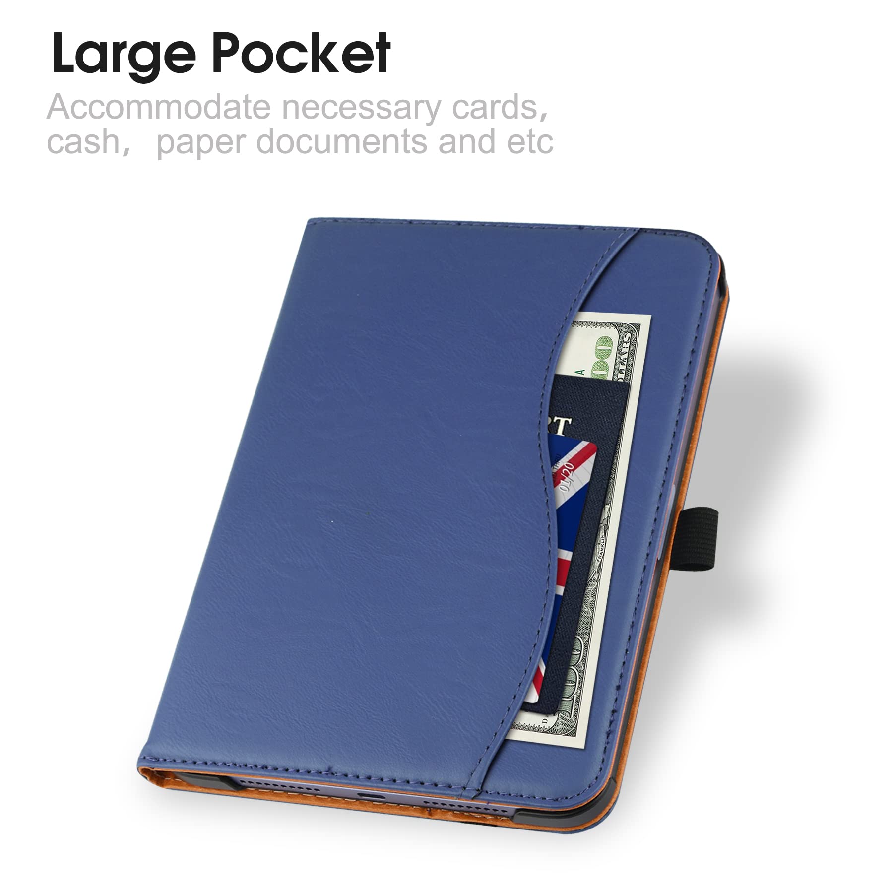 FANRTE iPad Mini 7 Case (A17 Pro) 2024, iPad Mini 6 Case 2021, iPad Mini 7th/6th Generation Case 8.3 Inch,Premium PU Leather Folio Stand Cover with Pencil Holder and Multi-Viewing Angles(Dark Blue)