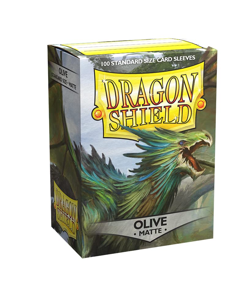 Arcane Tinmen Dragon Shield Standard Size Sleeves – Matte Olive 100CT - Card Sleeves are Smooth & Tough - Compatible with Pokemon, Yugioh, & Magic The Gathering Card Sleeves – MTG, TCG, OCG,ART11040