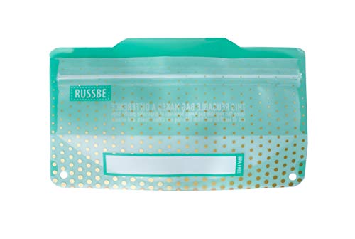 Russbe Metallic Polka Dot Reusable Snack & Sandwich Bags (Set of 4), Turquoise