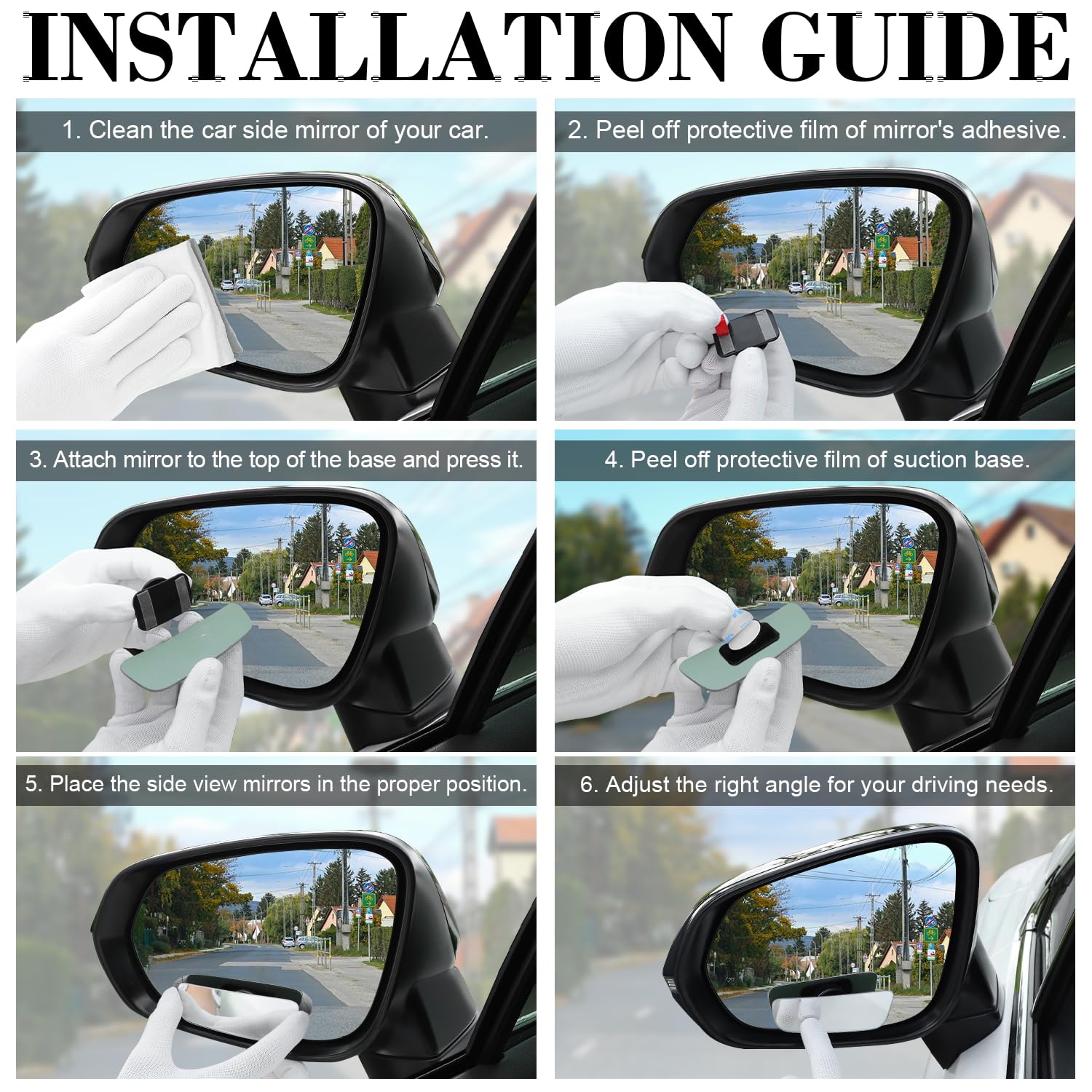 LivTee Blind Spot Mirror, Rectangular Shaped HD Glass Frameless Convex Rear View Mirror with wide angle Adjustable Stick for Cars SUV and Trucks, Pack of 2