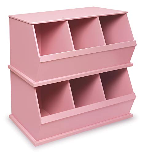 Badger Basket Three Bin Stackable Toy Storage Cubby Organizer - Pink