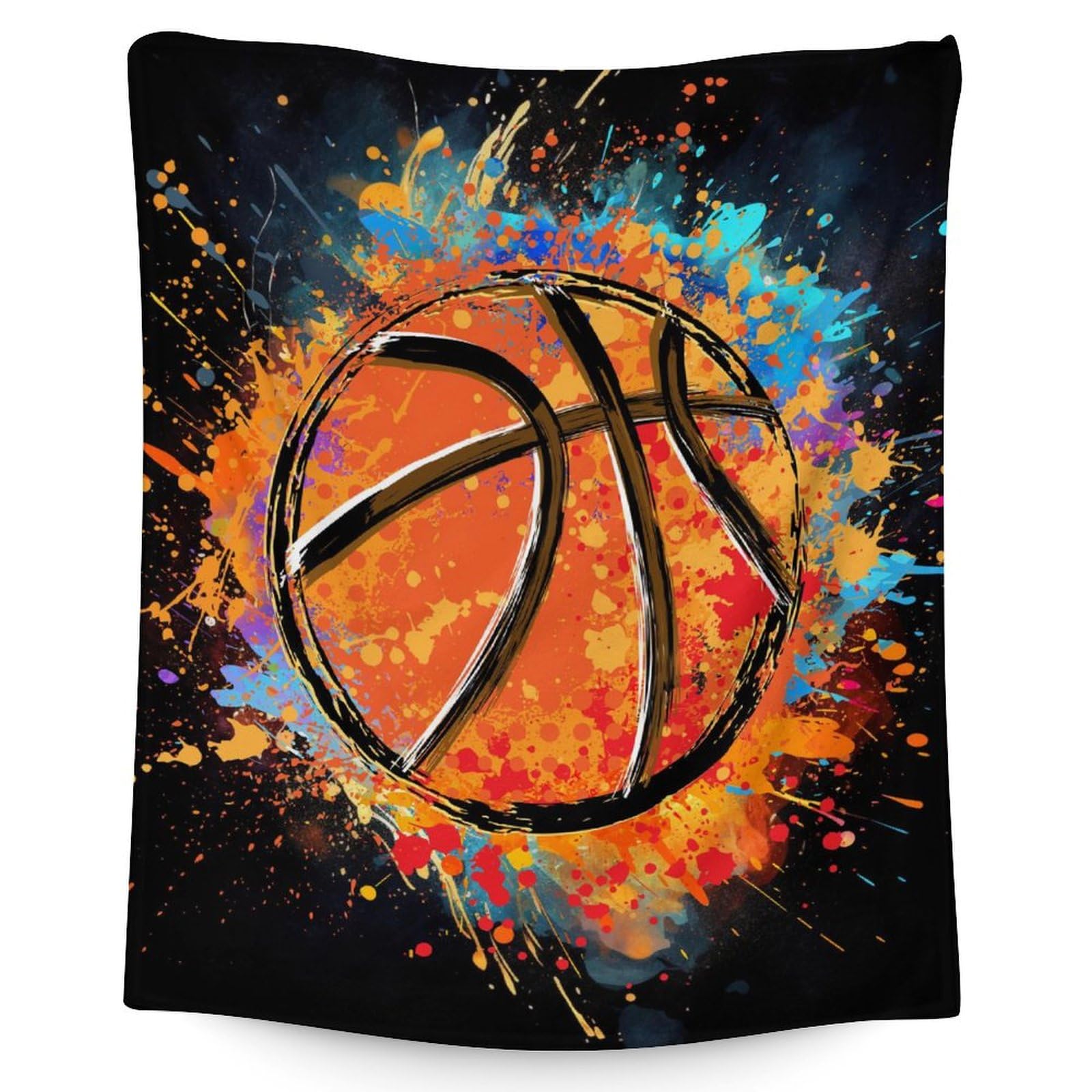 Blanket for Boys - Basketball Throw Blanket Gift for Basketball Lover - 50x40 Inches Sports Blankets for Kids Teens - Black Soft Fuzzy Basketball Stuff for Couch Sofa Bed