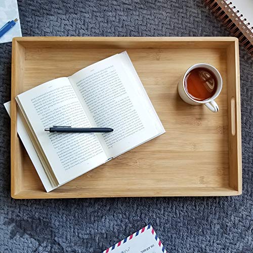 Lipper International 8865 Solid Bamboo Wood Serving Tray, 19.75" x 13.75" x 2.25"