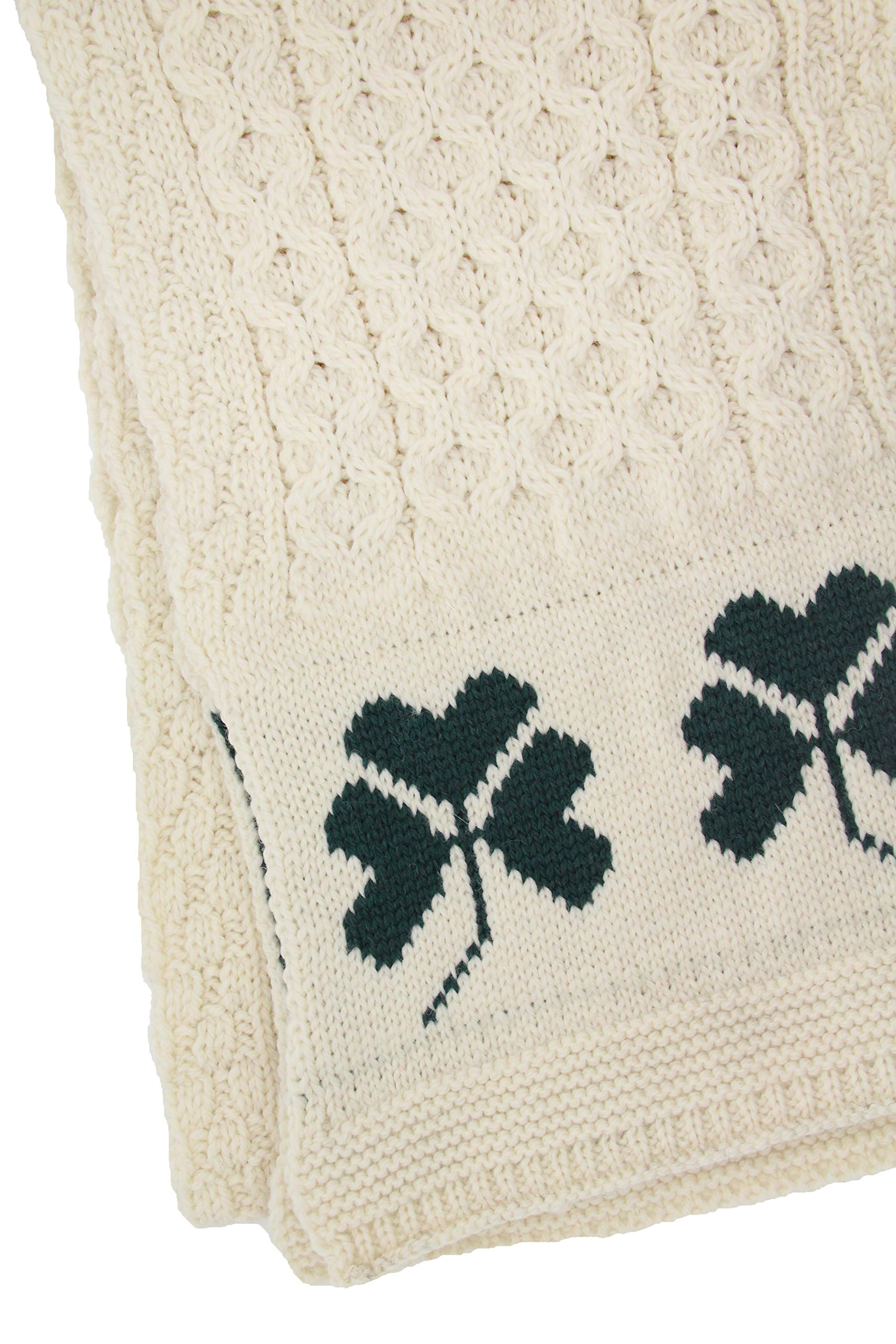Aran Crafts Irish Shamrock Soft Cable Knitted Scarf 9"x60" (100% Merino Wool)