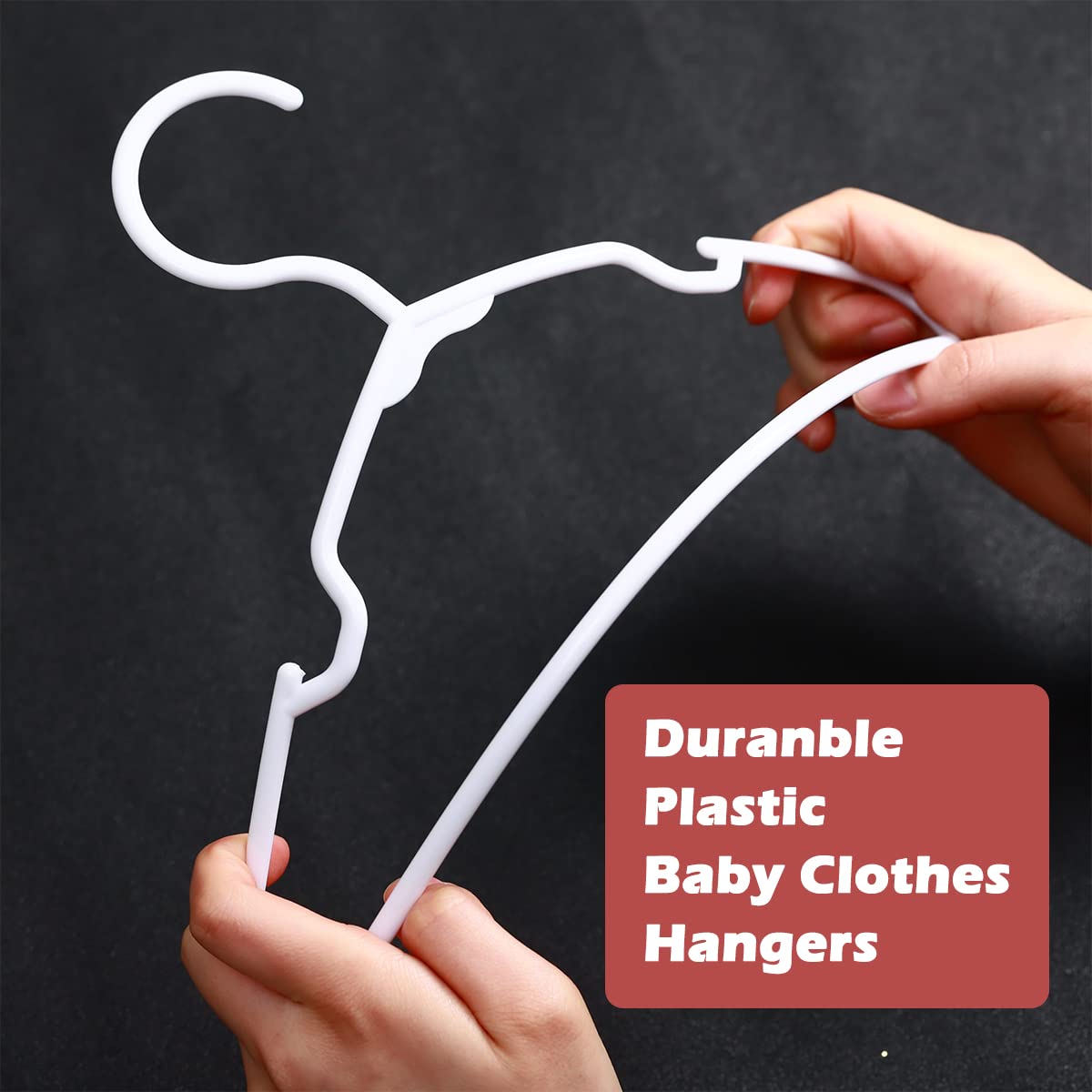 MJRASG 120 Pack White Plastic Non-Slip Baby Hangers, Heavy Duty, Flexible, Slim