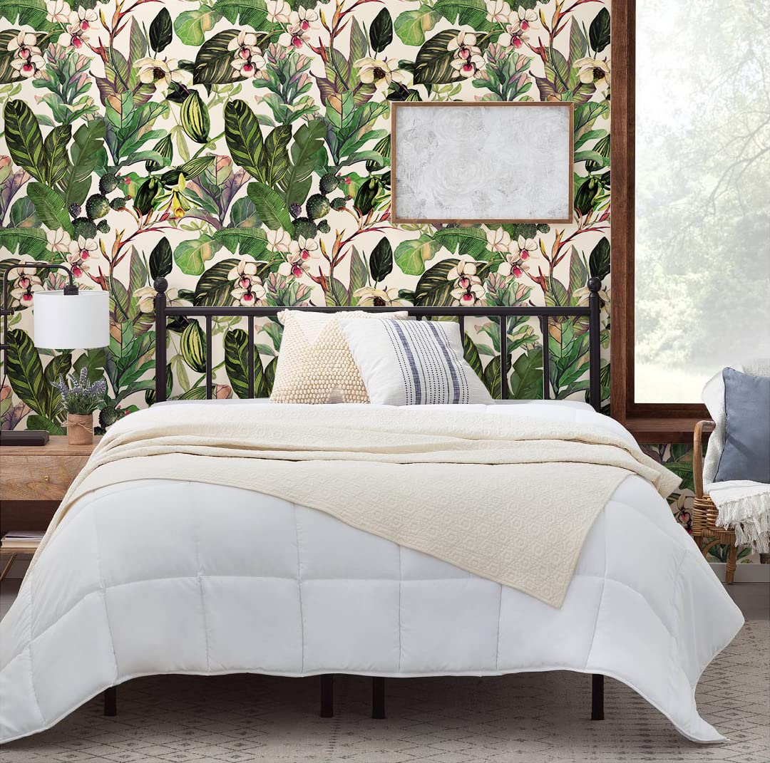 Luvdecor Wallpaper Peel and Stick Boho Leaf Tropical Wallpaper for Bedroom Removable Wallpaper Peel and Stick Floral Palm Leaf Botanic Boho Wallpaper for Renter Accent Wall 17.7 * 118 in