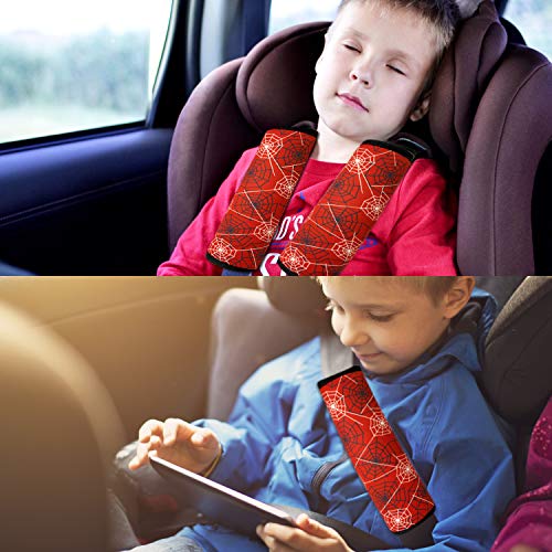 Spider Seat Belt Cover for Kids, Seat Belt Pad for Boys, Car Seat Straps Shoulder Pads for Kids, Kid's Seat Belt Cushion, Shoulder Strap Pad, 1 Piece(RED)
