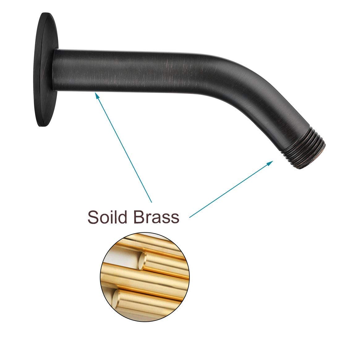 BRIGHT SHOWERS 6 Inch Brass Shower Arm Matching 10 Inch Brass Adjustable Shower Extension Arm, Oil-Rubbed Bronze