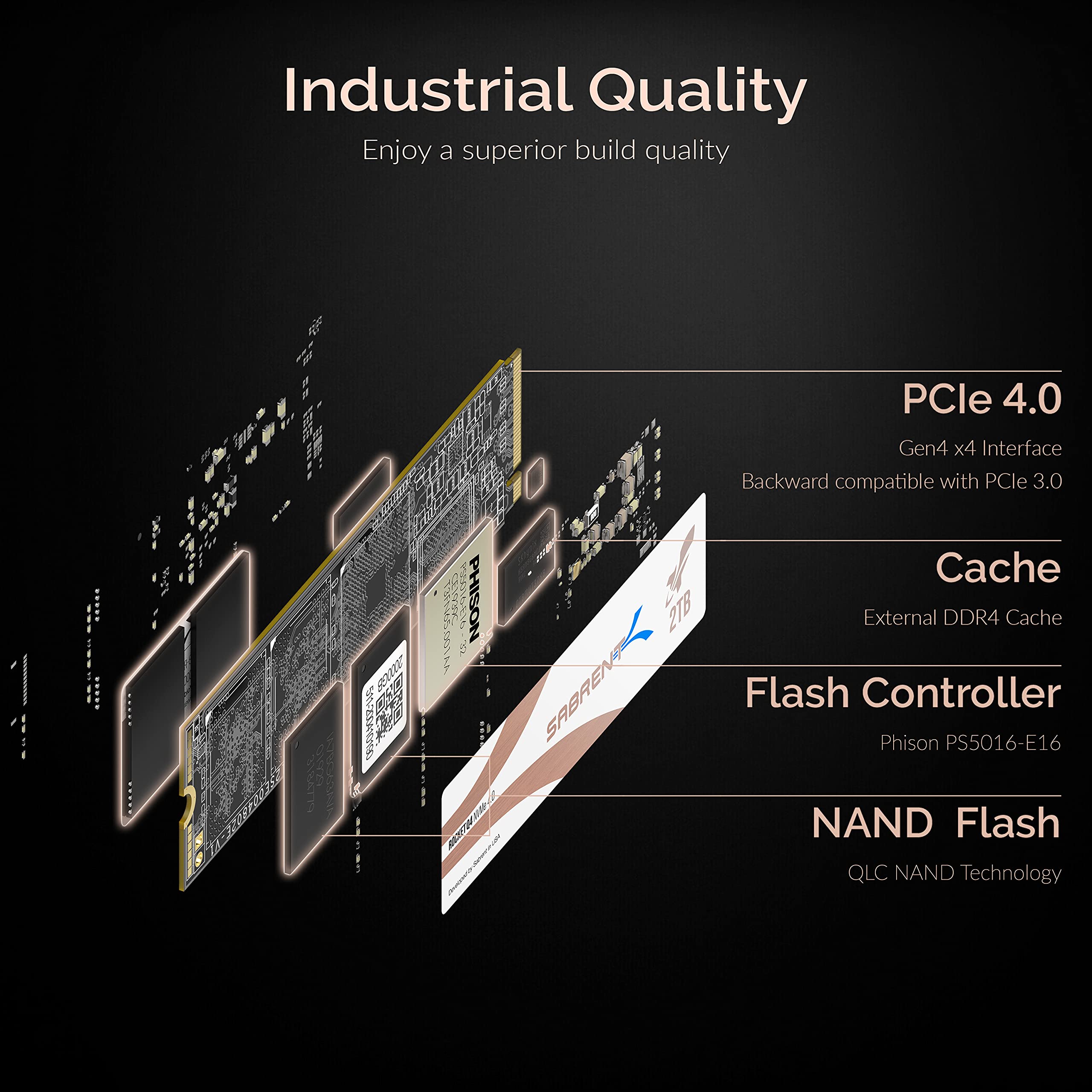 SABRENT 2TB Rocket Q4 NVMe PCIe 4.0 M.2 2280 Internal SSD Maximum Performance Solid State Drive R/W 4800/3600 MB/s (SB-RKTQ4-2TB)