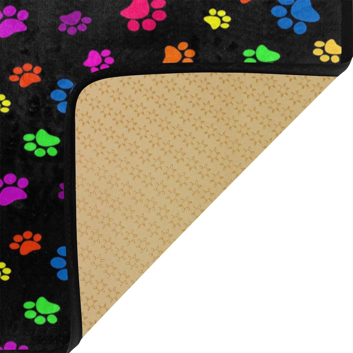 Blueangle Colorful Dog Paw Print Kitchen Rugs Microfiber Cushioned Mats Soft Non-Slip Kitchen Floor Mats Washable Comfort Doormats (20β x 39β)