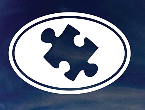 Autism Awareness Puzzle Piece Decal Vinyl Sticker Auto Car Truck Wall Laptop 6" Wide - White Color
