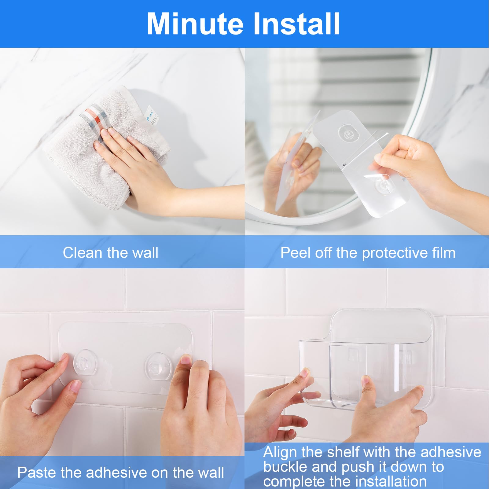 Diesisa 2 Pack Shower Caddy Adhesive for Replacement, Strong Adhesive for Shower Caddy, No Drilling Hang Walls Adhesive Bathroom Shelves (For Small and Dual basket Shelf 6.5 * 2.8 inch