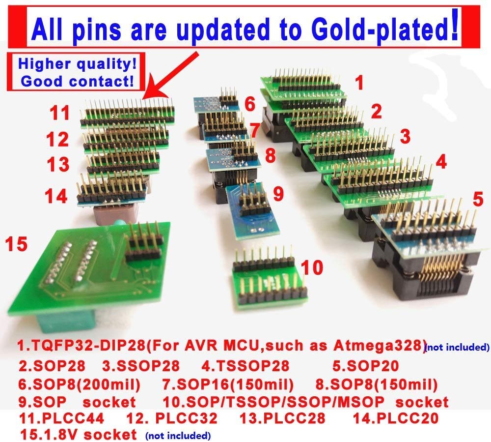 Xgecu TL866II Plus Upgraded Xgecu T48 Programmer 19 Adapter Socket IC Tl866 Nand Nor Flash 24 93 25 Mcu Bios EPROM AVR Chip Eprom Programmer