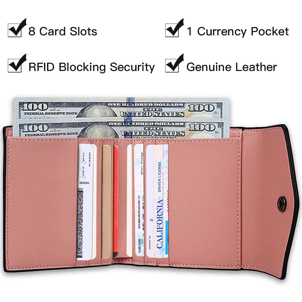FT FUNTOR Small Leather Wallet for Women, Ladies Mini Wallet RFID Blocking Wallet for Women