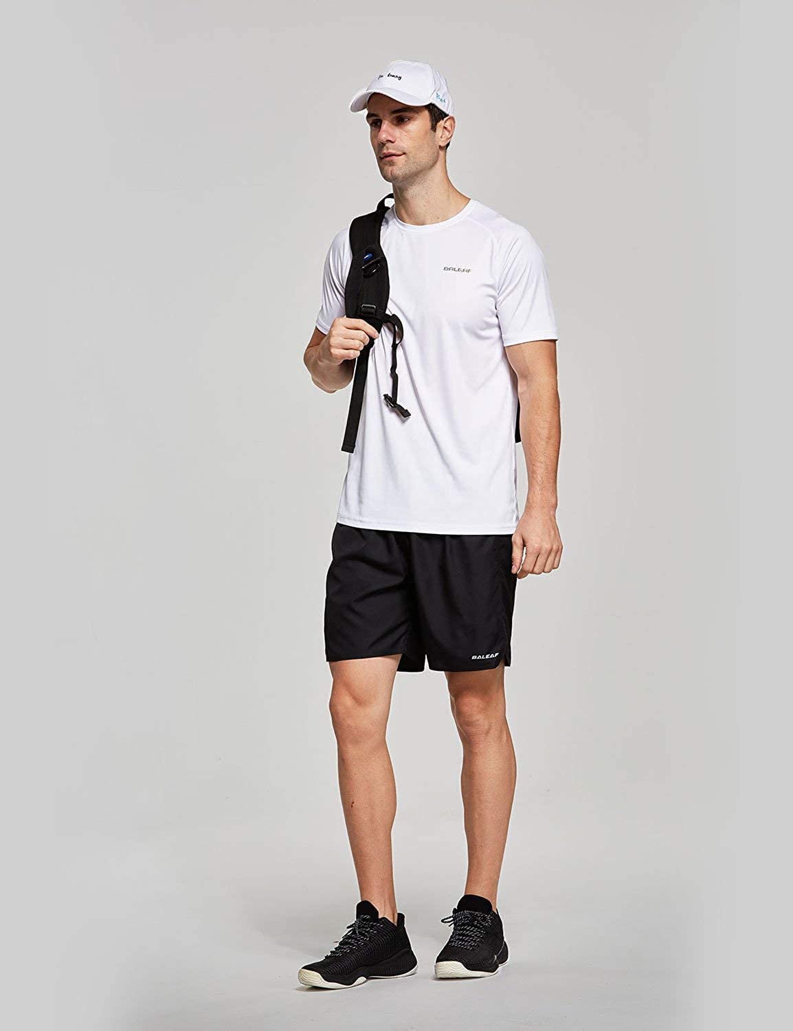 BALEAF Men's 7 Inches 2 in 1 Running Workout Shorts Quick Dry Lightweight Athletic Shorts Liner Back Phone Pocket Black L