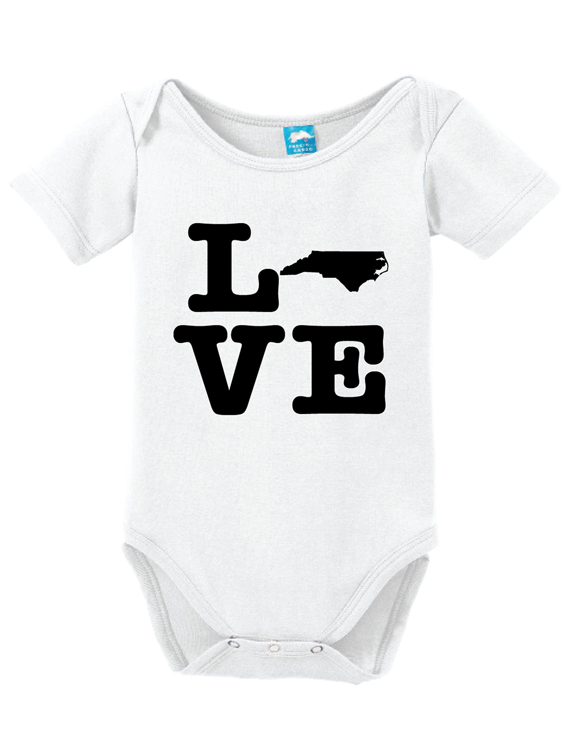North Carolina Love Printed Infant Bodysuit Baby Romper White 0-3 Month