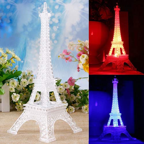 Baost LED Light Up Eiffel Tower Lamp Light Colorful Night Light Birthday Gift Decorative Button Lamp Creative Kids Bedside Lamp Cake Topper Random