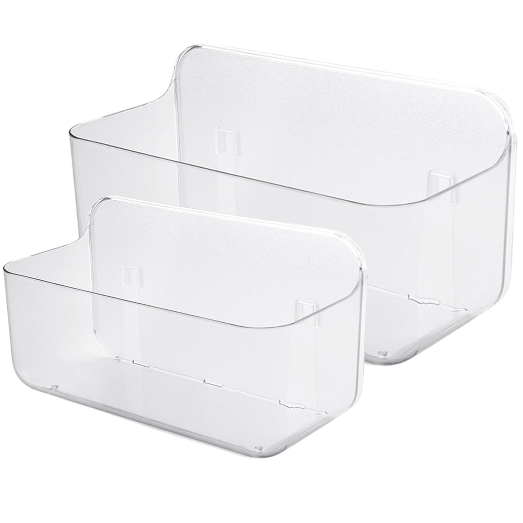 Bathroom Wall Organizer, 7.1x3.2x4.7 Clear Plastic Adhesive Shelf, Cabinet Door Organizer with Drain Hole, Punch Free Storage Racks for Bathroom, Small, Cabinet Door Organizer