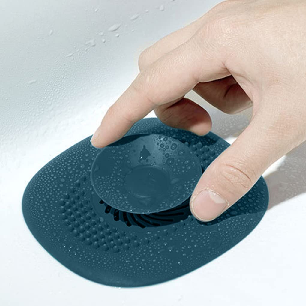Hair Catcher Durable Silicone Hair Stopper Shower Drain Covers Easy to Install and Clean Suit for Bathroom Bathtub and Kitchen 1 Pack, Blue