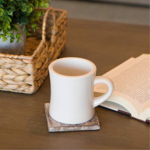 Serami Classic Cream White Diner Mugs for Coffee with 11oz Capacity, Set of 4