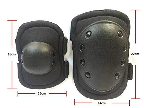 Bargain Crusader Military Tactical Knee Pad Elbow Pad Set Airsoft Knee Elbow Protective Pads Combat Paintball Skate Outdoor Sports Safety Guard Gear (Black)