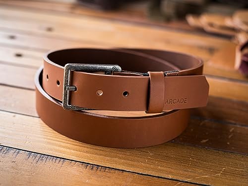 Arcade The Leather Unisex Padre Belt, Hidden Stretch, Alloy Buckle, Brown, Large (35.5 in - 41.5 in)