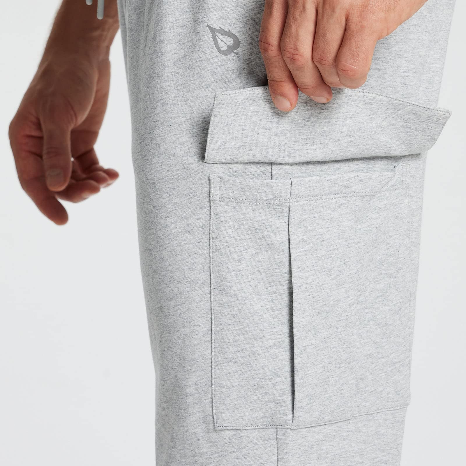 BALEAF Men's Lightweight Cargos Cotton Sweatpants Cargo Pants Open Bottom Straight Leg Lounge Travel with Pockets Grey XL