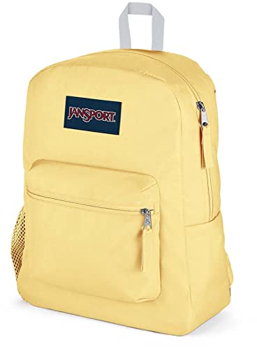 JanSport Cross Town Backpack, Pale Banana, 17" x 12.5" x 6" - Simple Bookbag Adults with 1 Main Compartment, Front Utility Pocket - Premium Accessories