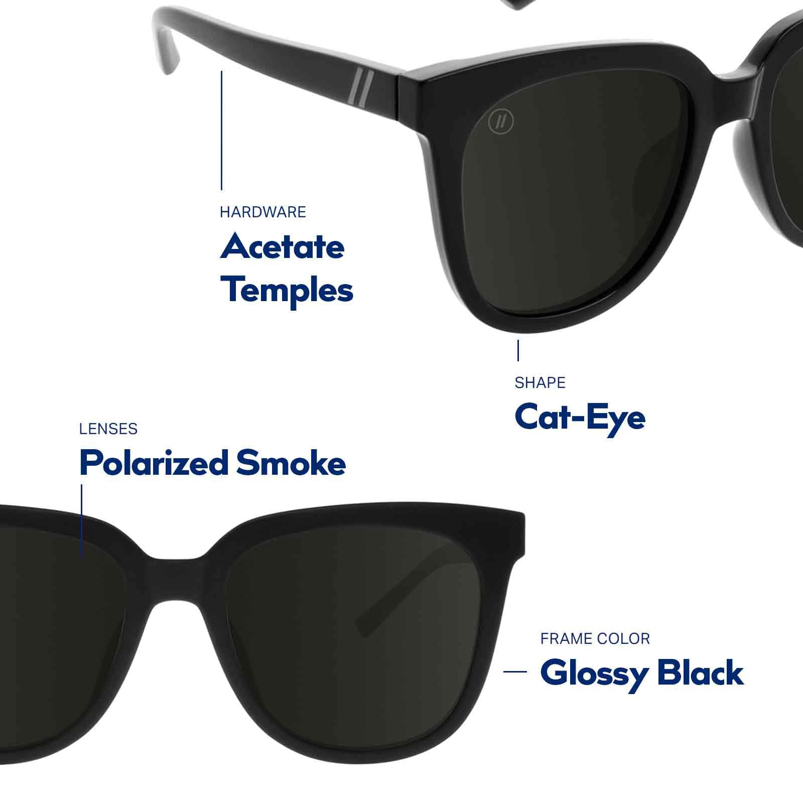 Blenders Eyewear Grove – Polarized Sunglasses – Butterfly Frames with Acetate Temples – 100% UV Protection – For Women – Midnight Drama