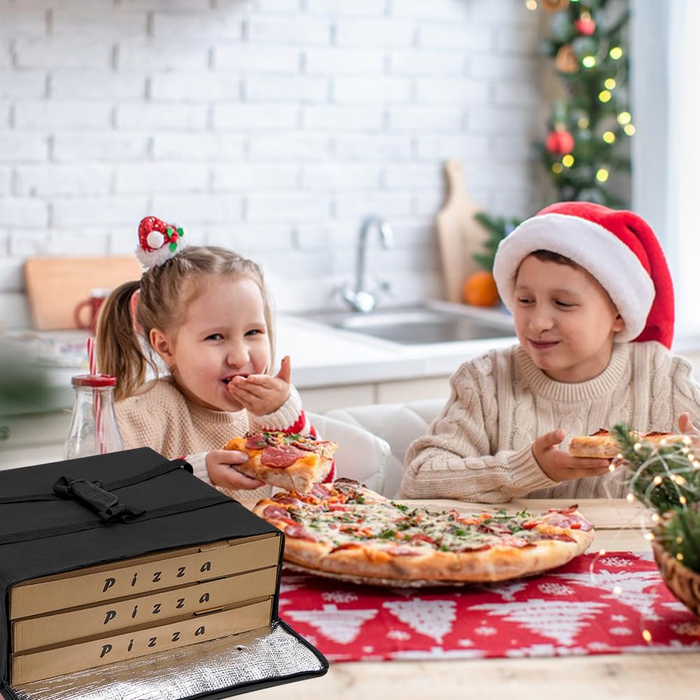 TOGETRUE Pizza Bag, Insulated Pizza Bags for Delivery Carry Hot, Large Pizza Food Delivery Bag for Doordash, Uber Eats, Pizza Warmer Bags for Personal Use, 20 x 20 (Basic Black)