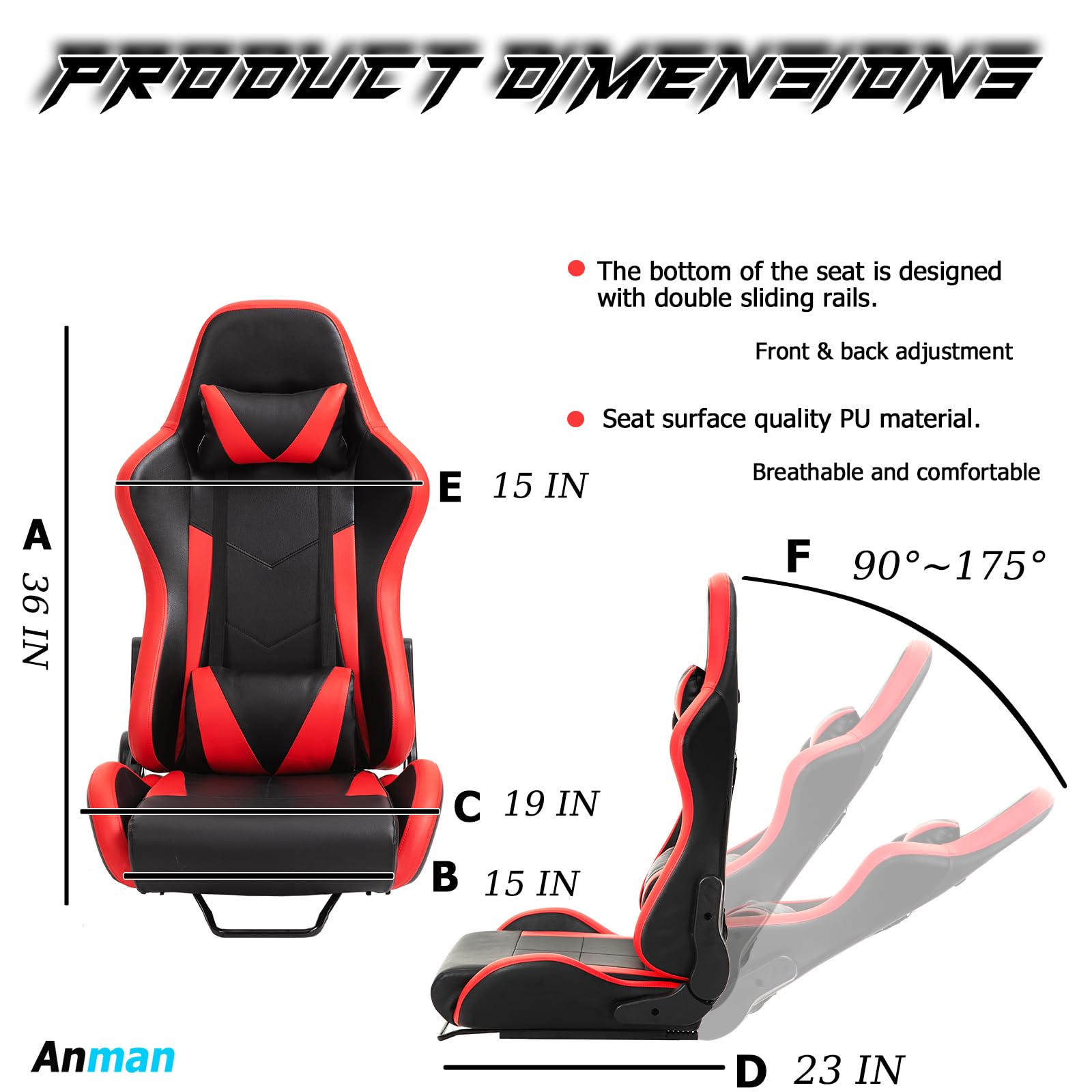 Anman Generic Racing Simulator Cockpit with Racing Seat fit for Logitech Fanatec Thrustmaster G27,G29,G920,T500RS,T300RS,Racing Wheel Stand Video Game fit for PC,PS4,Xbox,Wheel Shifter Pedals Without