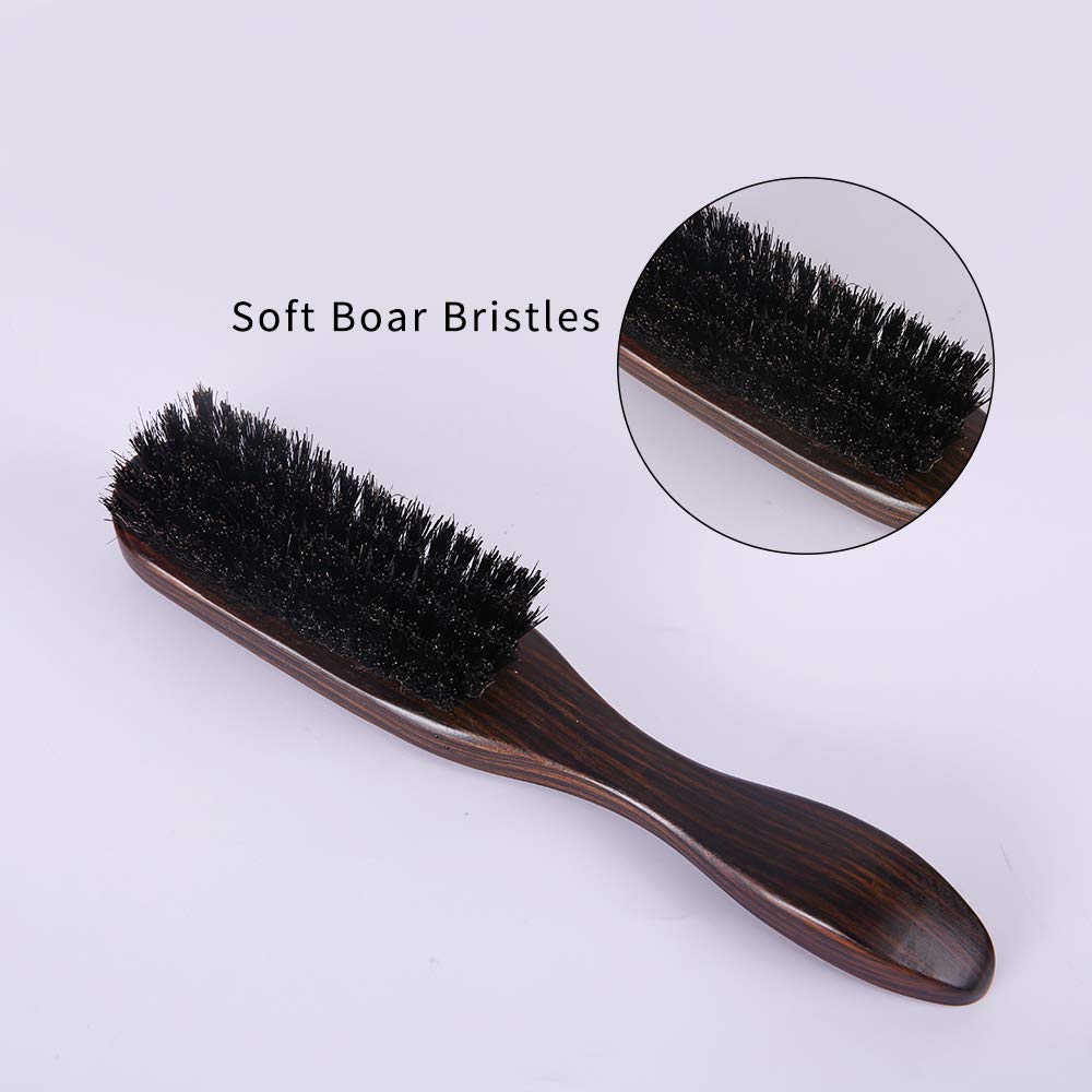 Beard Brush, Natural Soft Boar Bristrles Hair Brush with Wooden Handle, Barber Fade Beard Styling Brush for Men, Barber Cleaning Beard Brush, Suitable for All Types Beard