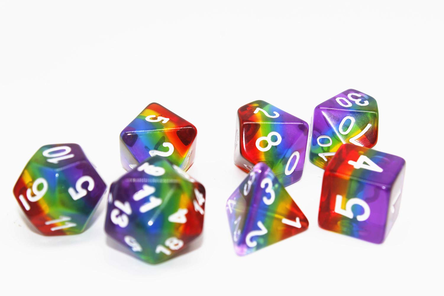 HD Polyhedral DND Dice Set RPG Rainbow Dice for Dungeons and Dragons(D&D) Role Playing Game,MTG,Pathfinder,Table Game,Math Games Dice Set with Dice Pouch