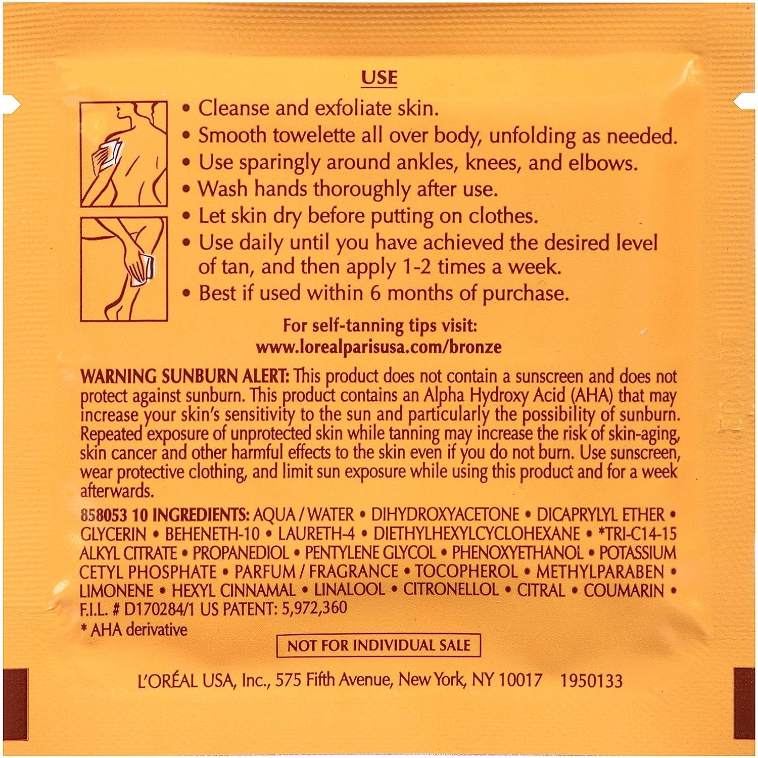 Loreal Paris Sublime Bronze self tanning Towelettes for body (3 Pack)
