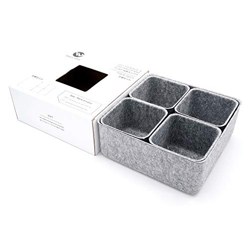 Welaxy Desk Organizers Storage bins Set Office Drawer Organizers Pen holder pencil cup phone stand sticky note storage Closet Cabinet boxes Organizing 5-piece Pack (Gray)