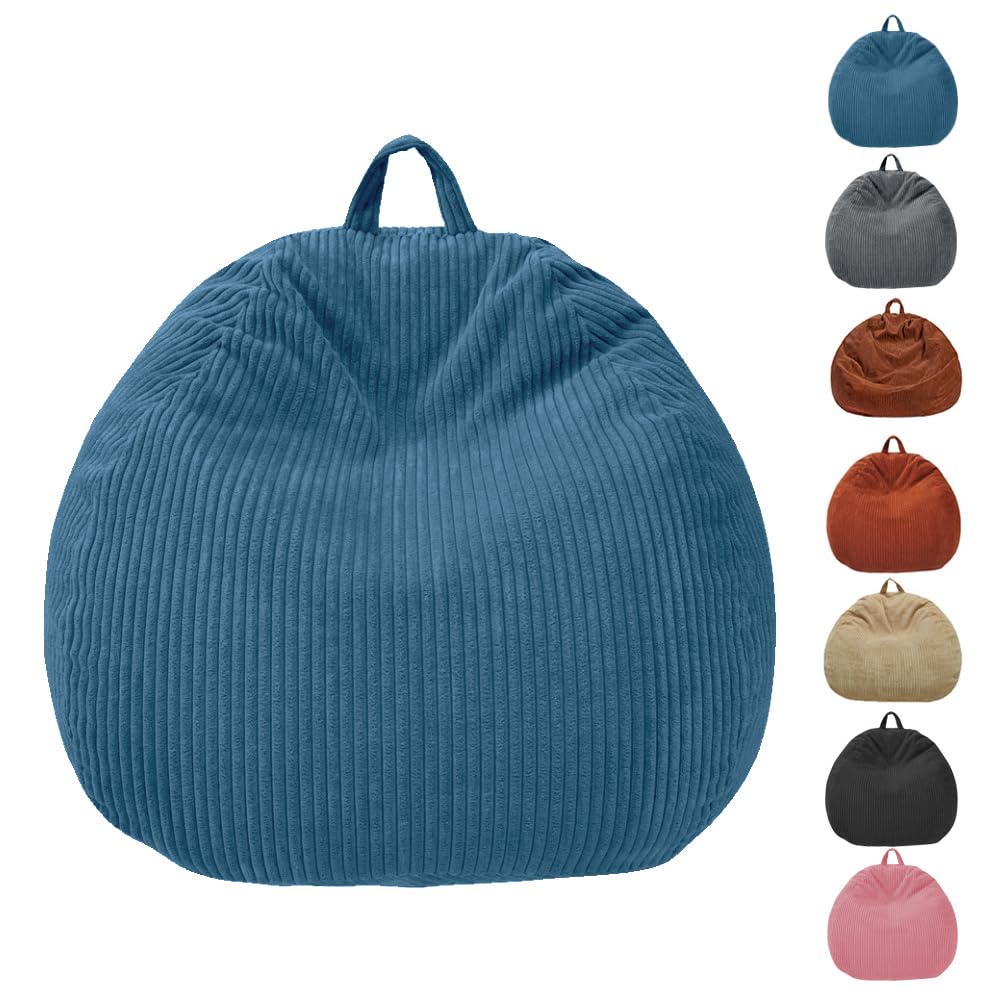 Bean Bag Chairs Cover (No Filler),Bean Bag Cover,Stuffed Animal Storage Bean Bag,Bean Bag for Kids,Adults,Teens,36 x 45 in Blue Bean Bag