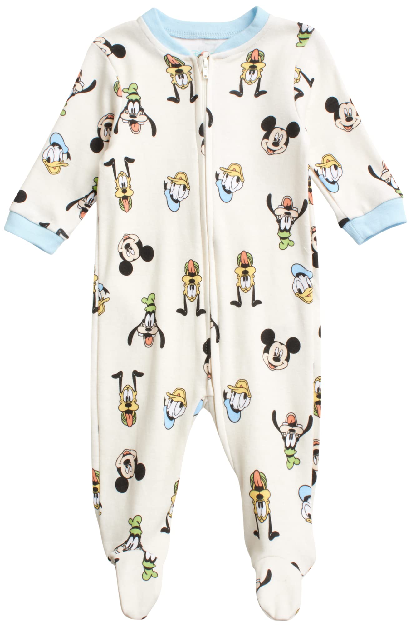 Disney Baby Boys' Mickey Mouse Romper - 2 Pack Sleep n' Play Footed Coveralls (0-9M), Size 6-9 Months, Mickey and Friends